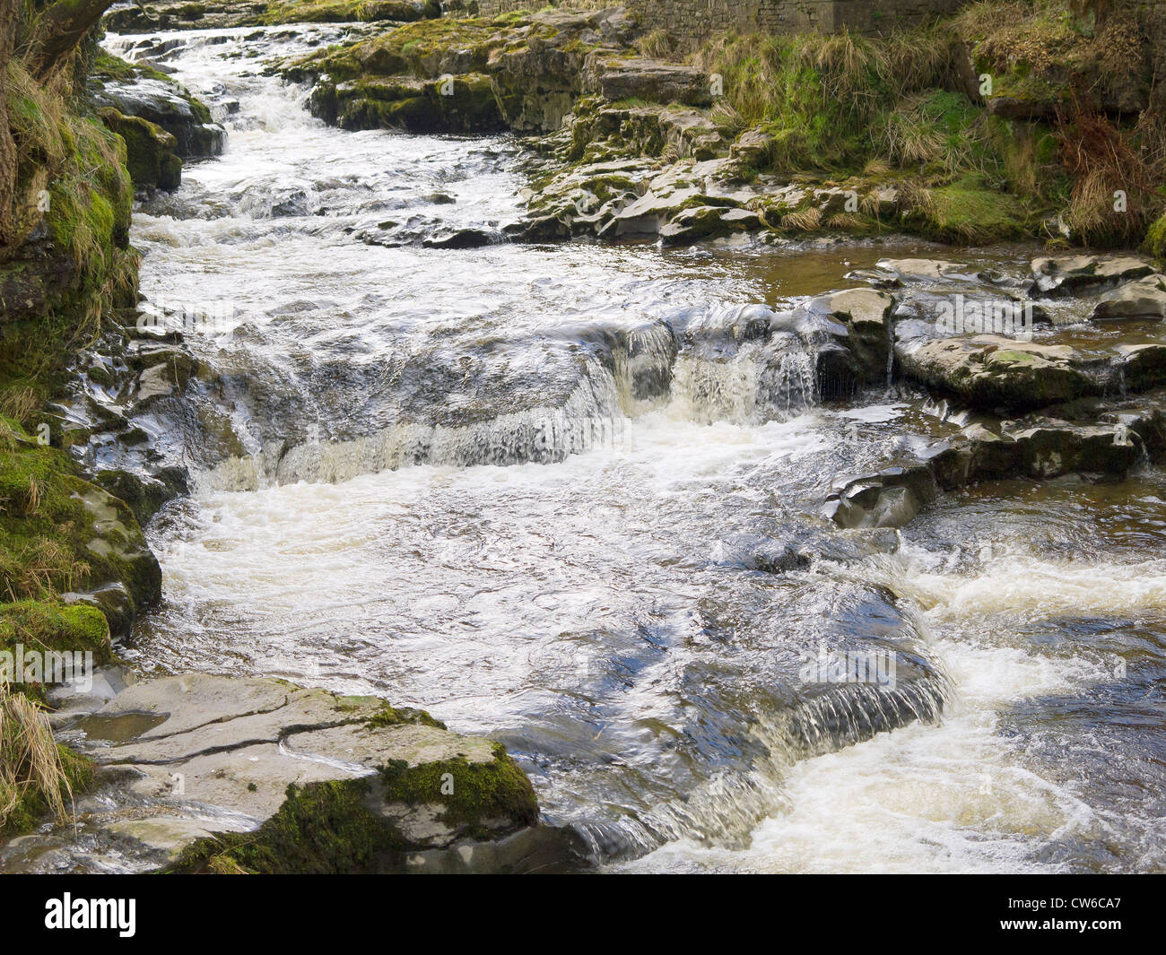 Waterfalls on the Gayle Beck in Hawes, a small market town in North ...