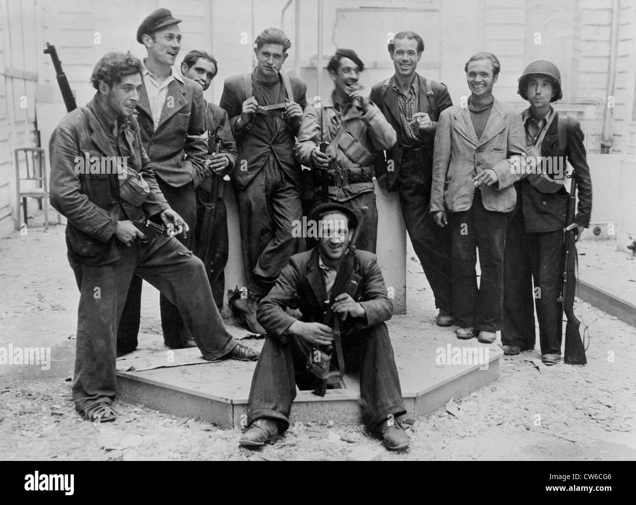 Spanish Republicans aid Allies in St Malo, August 9, 1944 Stock Photo ...