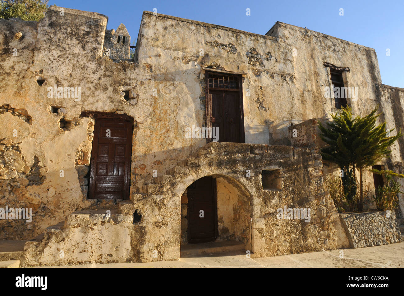 homes of the monks of the Priveli monastery, Greece, Creta Stock Photo ...