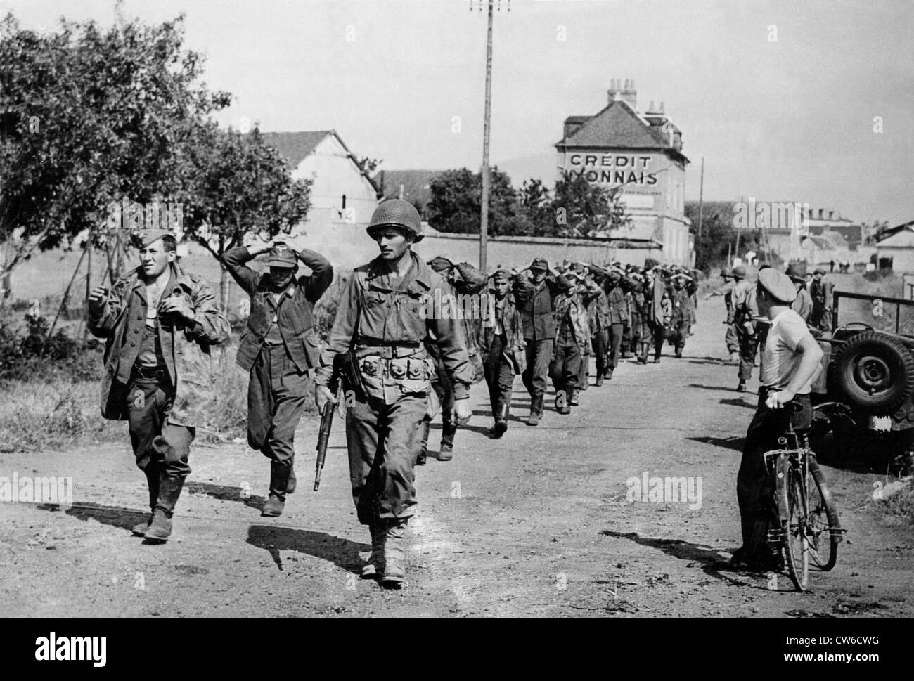 German prisoners captured near Chateaudun, August 1944 Stock Photo - Alamy