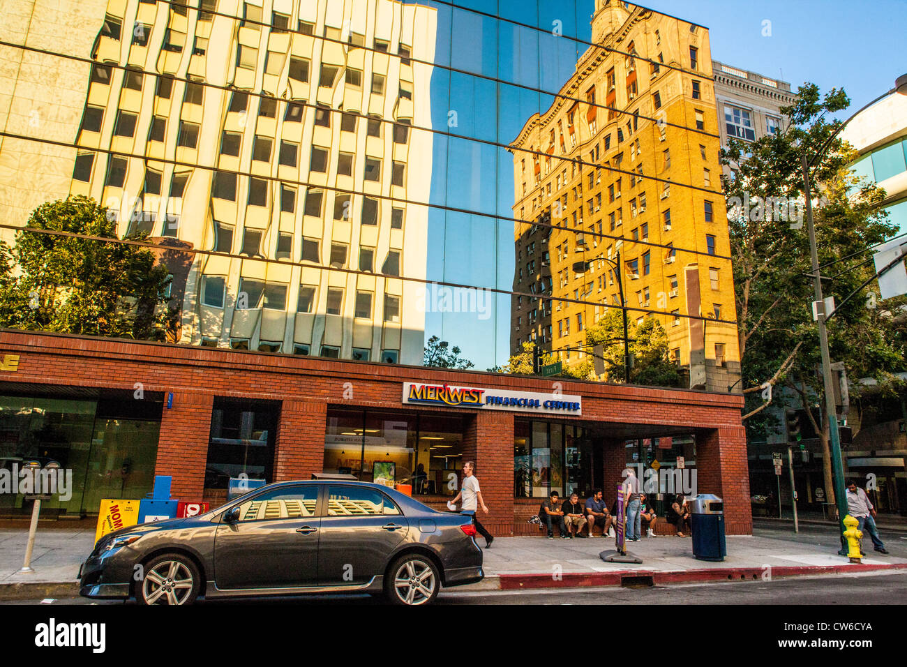 Reflections in A building on Santa Clara Street in San Jose California ...