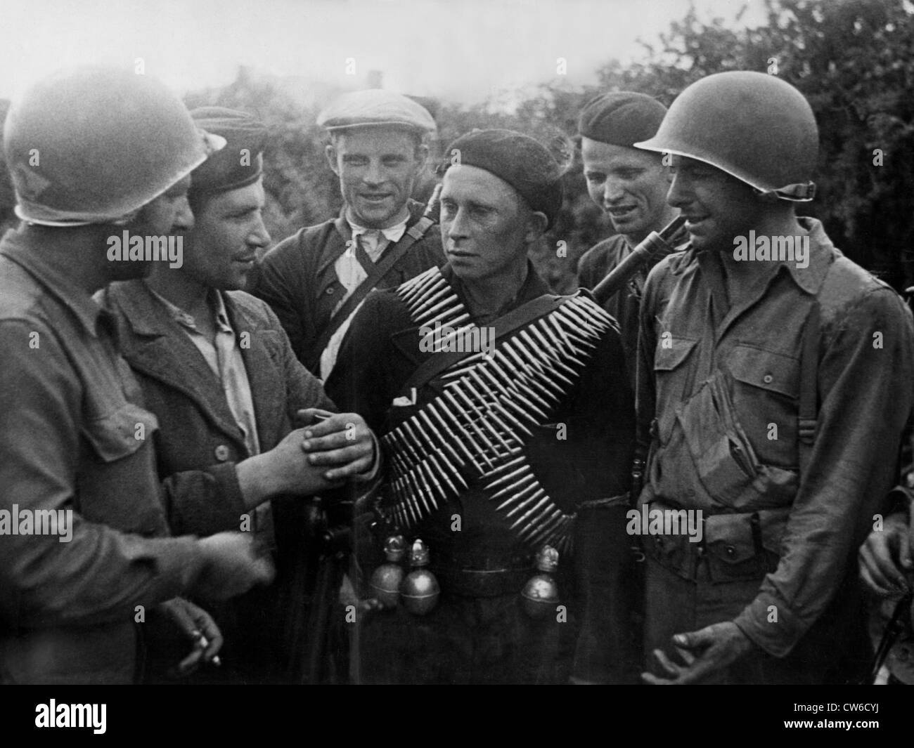 Russian joins fight against Germans in Brittany (Fall August 1944 Stock ...