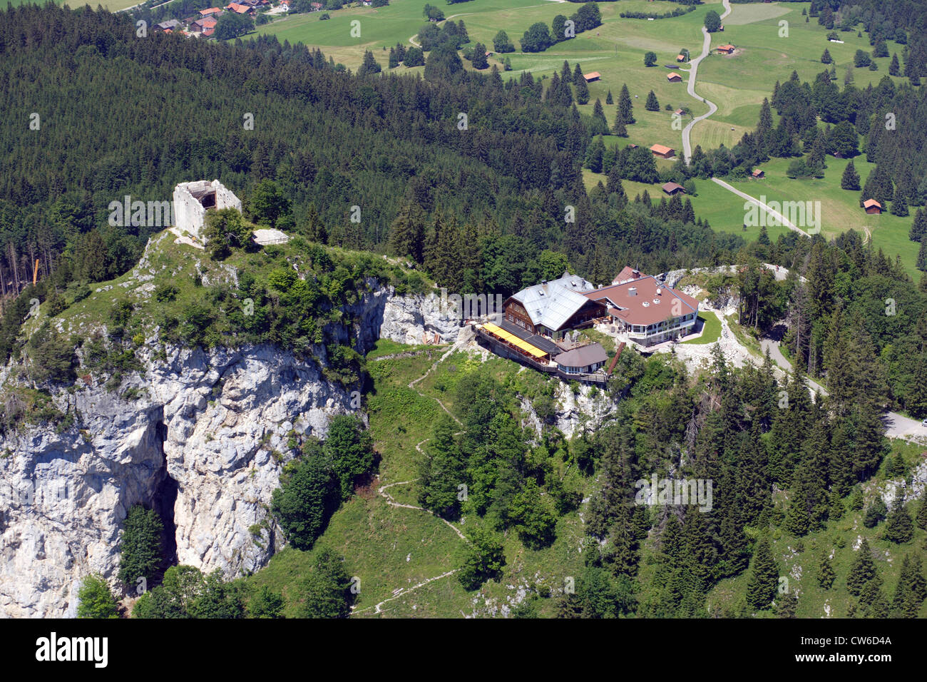 Ruins of falkenstein castle and falkenstein castle hotel hi-res stock ...