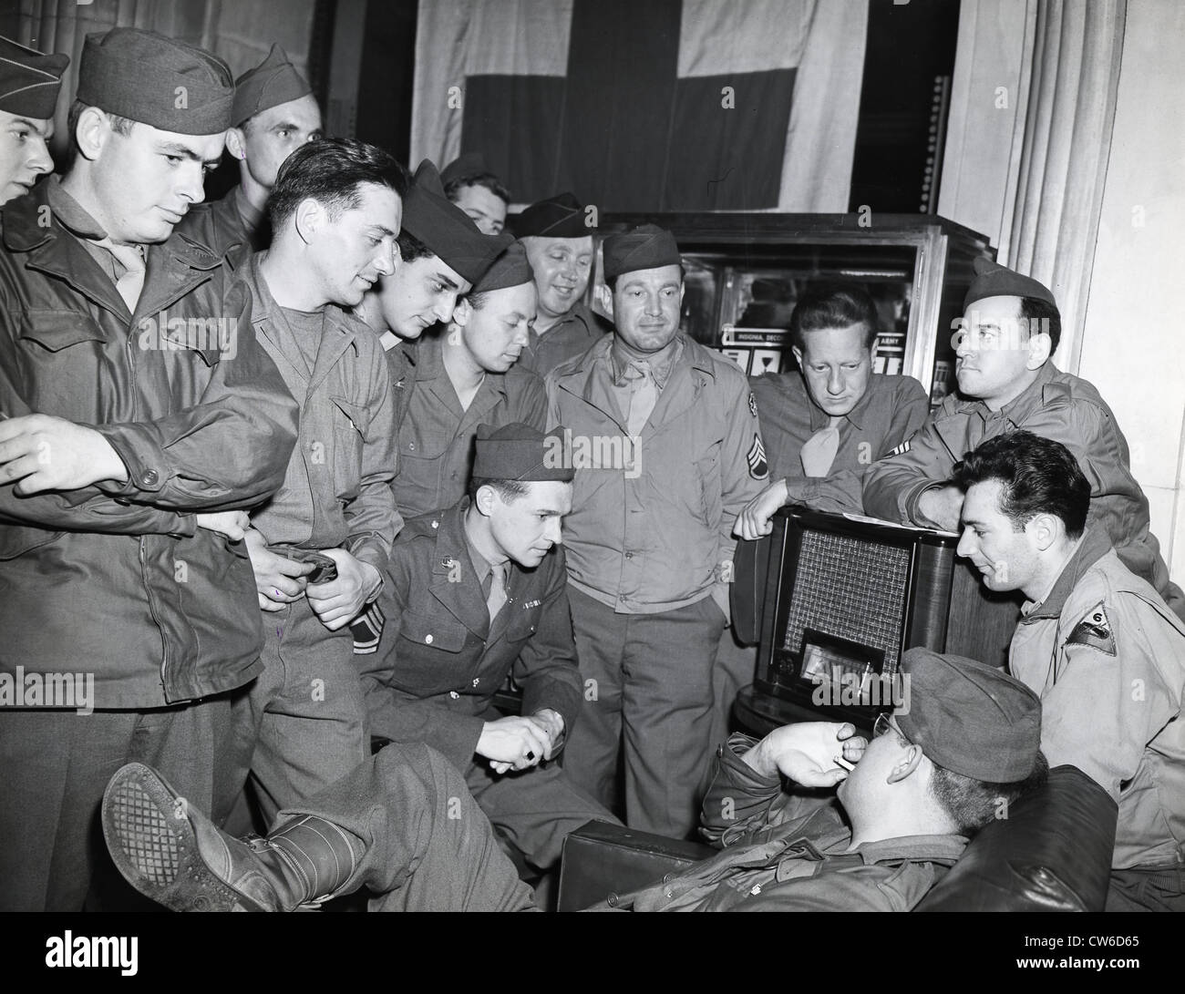 GI's wait for announcement of Germany's total surrender in Paris (May 7 ...