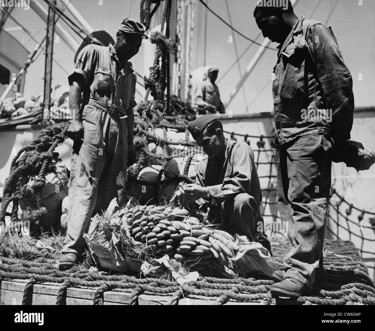 First shipment of bananas to reach Marseille (July 15, 1945 Stock Photo ...