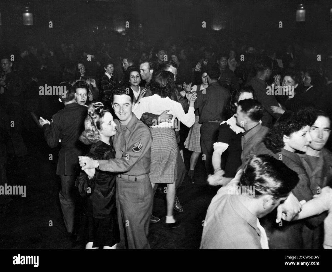 American troops dance in French Riviera ballroom at Nice (1945 Stock ...