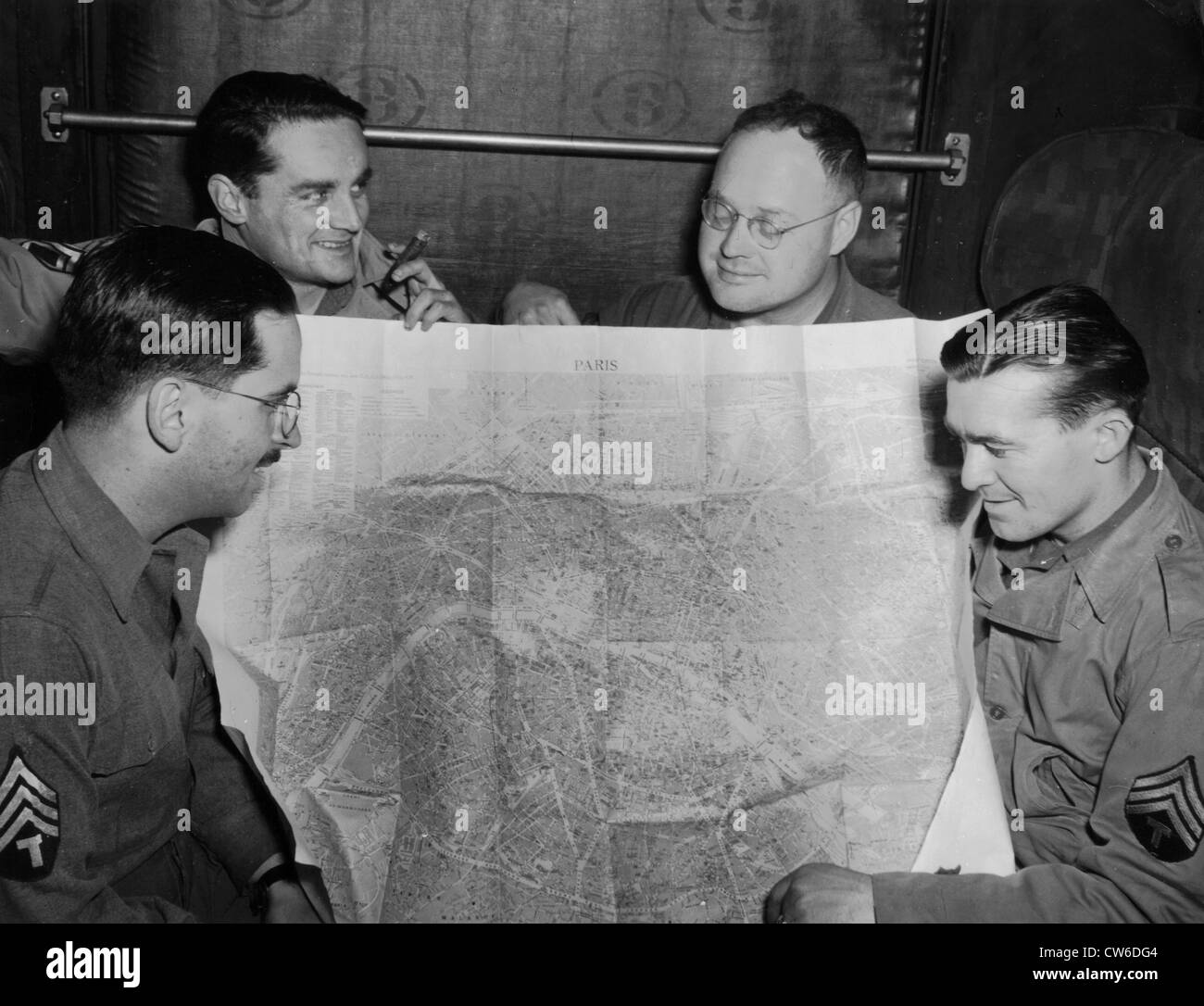 Four G.I's on their way to Paris, December 7, 1944 Stock Photo - Alamy