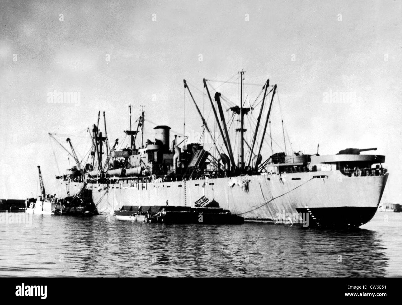First Liberty ship in Charbourg harbor, Summer 1944 Stock Photo - Alamy