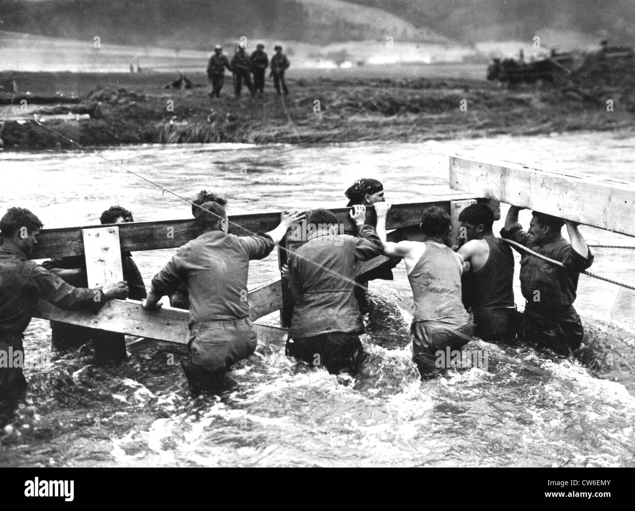 American engineers bridge river in Germany, April 1945 Stock Photo - Alamy
