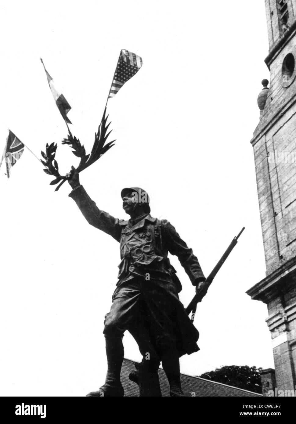 Symbol of Allied unity in Vouilly, July 1944 Stock Photo - Alamy
