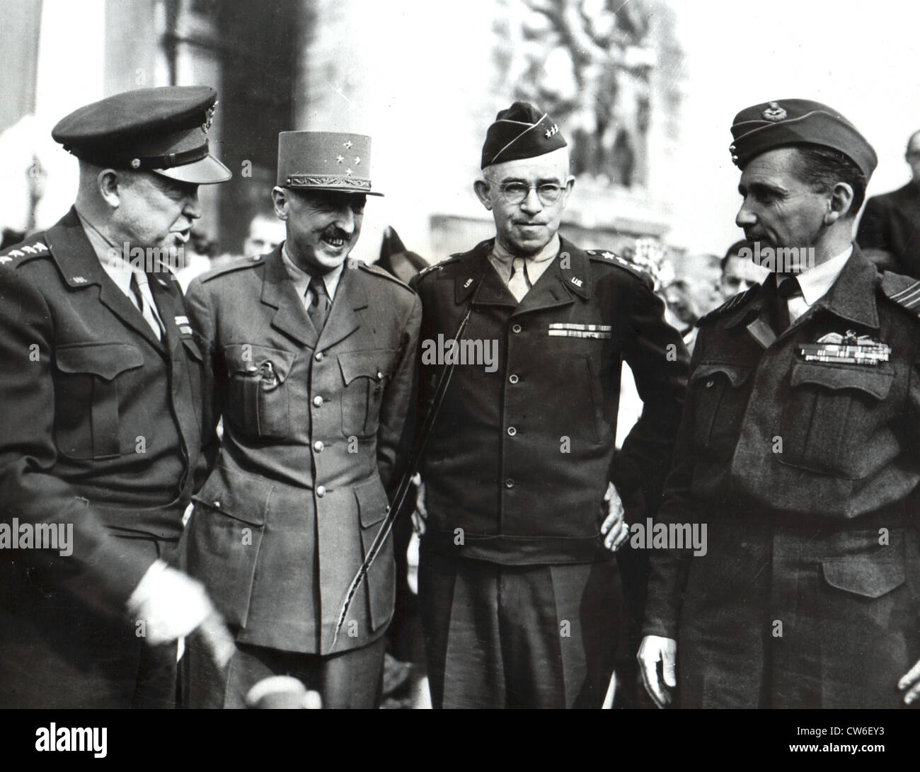 Four Allied commanders in Paris, August 25, 1944 Stock Photo - Alamy