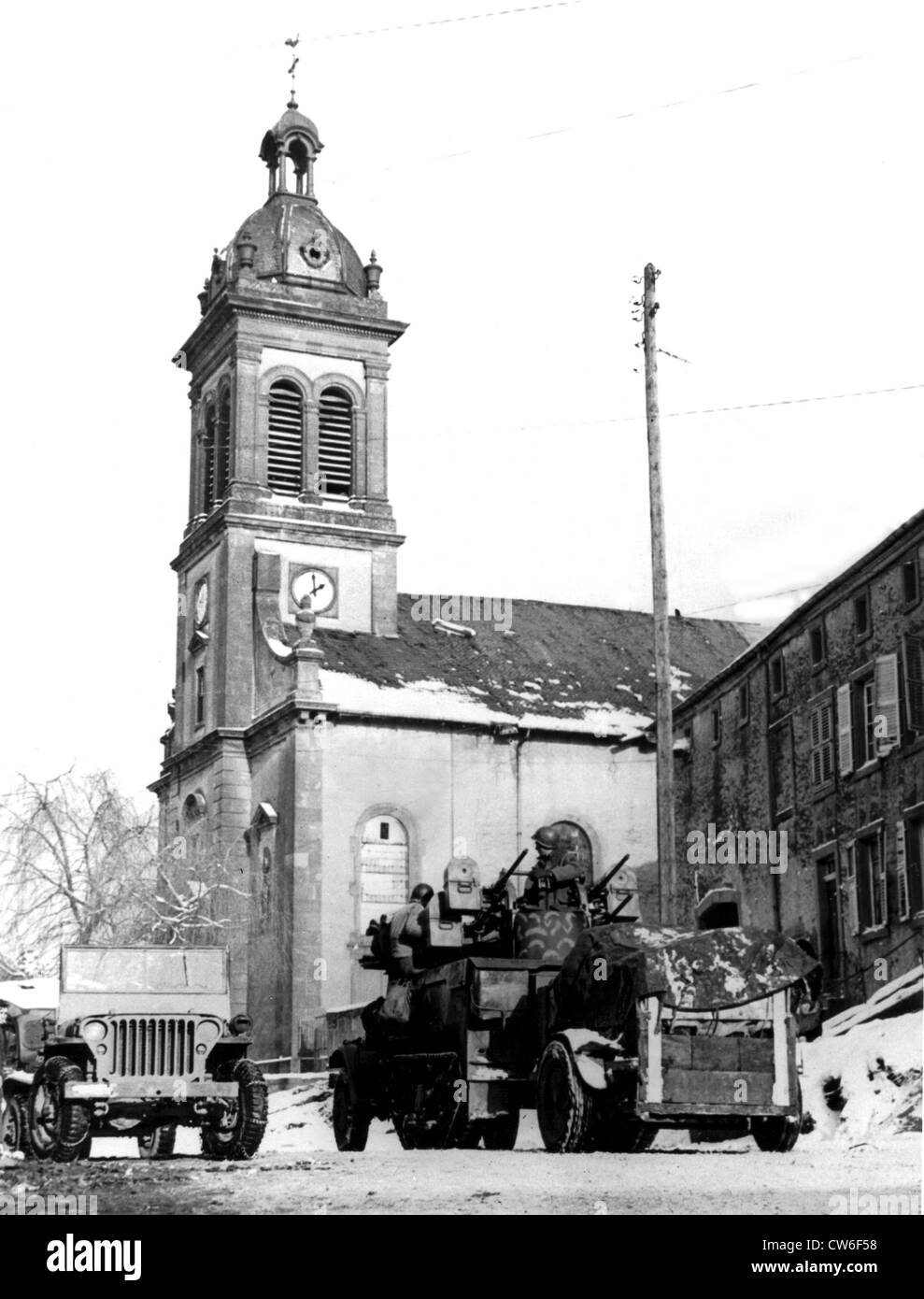 American anti-aircraft vehicle in Waldweisse, 1945 Stock Photo - Alamy