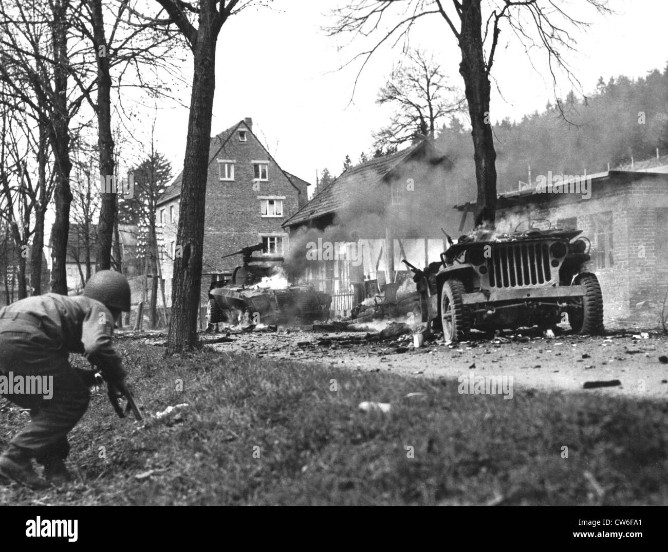 Battle scene in Germany, Spring 1945 Stock Photo - Alamy