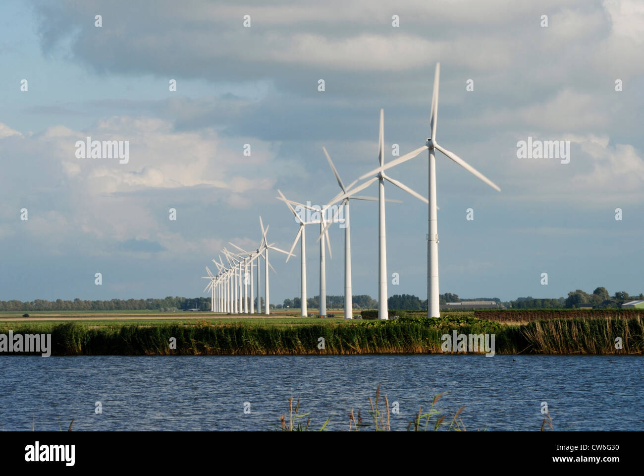 row of wind wheels, Netherlands Stock Photo - Alamy