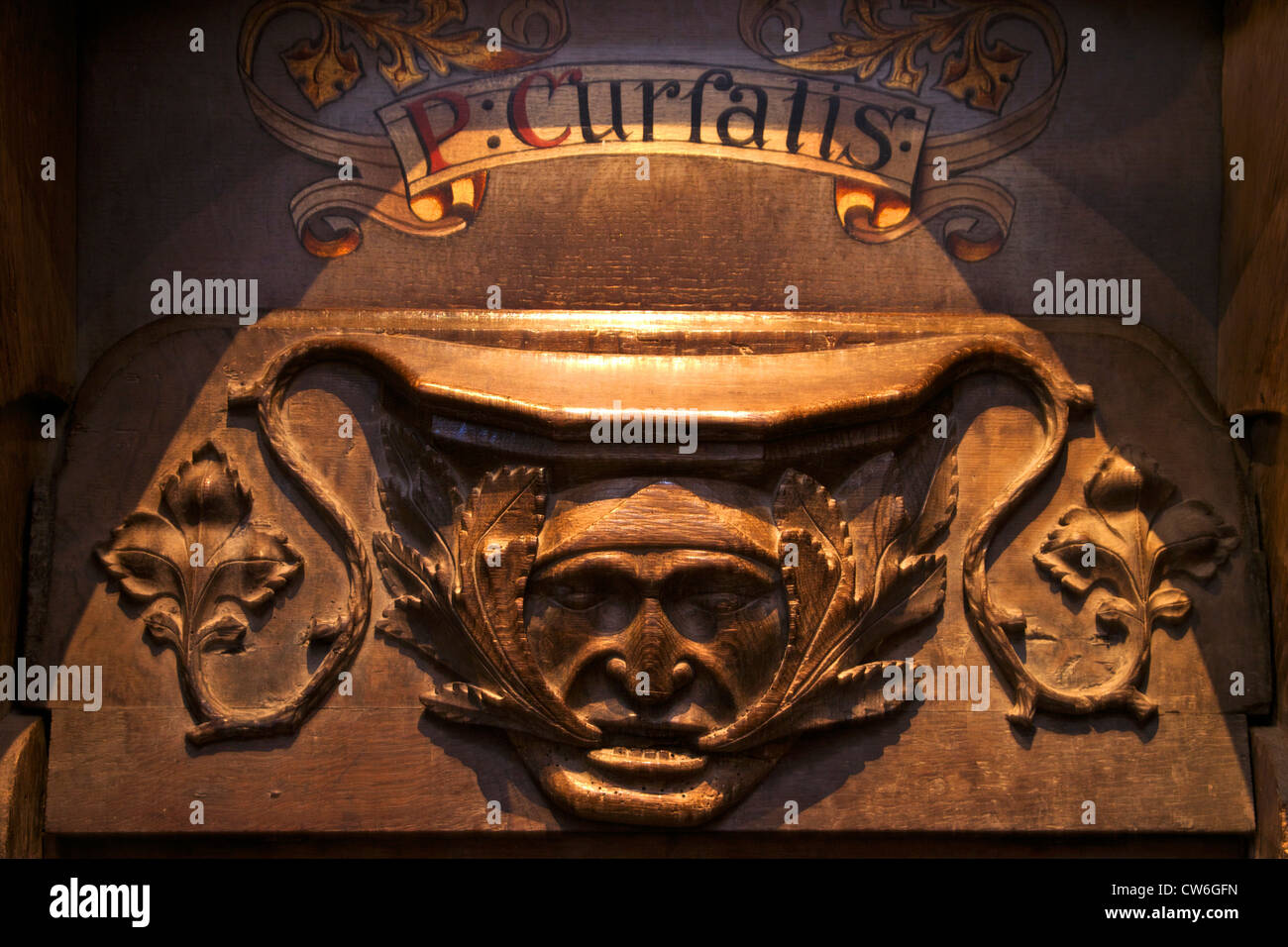 Foliate mask Misericord, St Davids Cathedral interior, Pembrokeshire ...