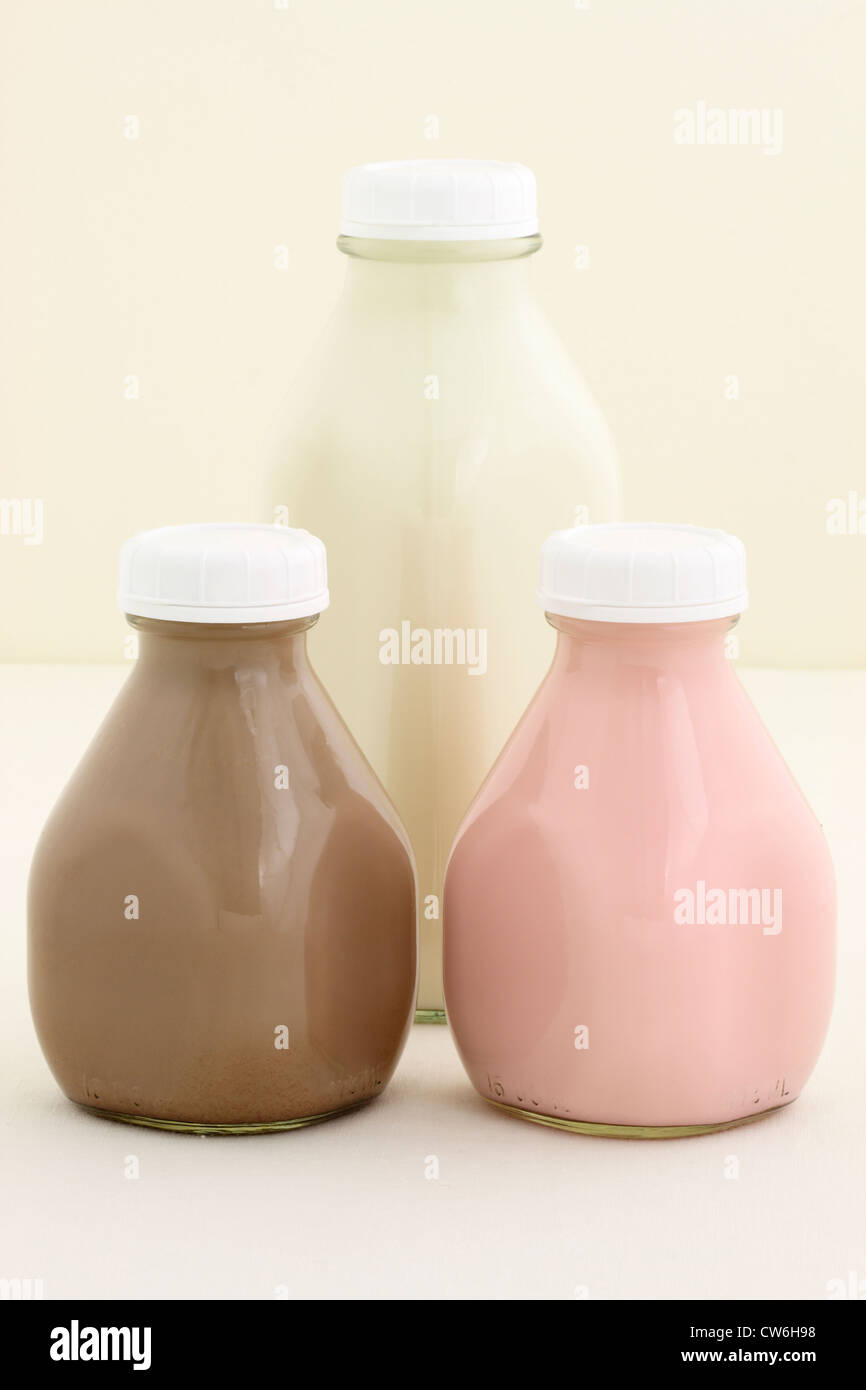 delicious and nutritious fresh assorted flavor milks Stock Photo - Alamy