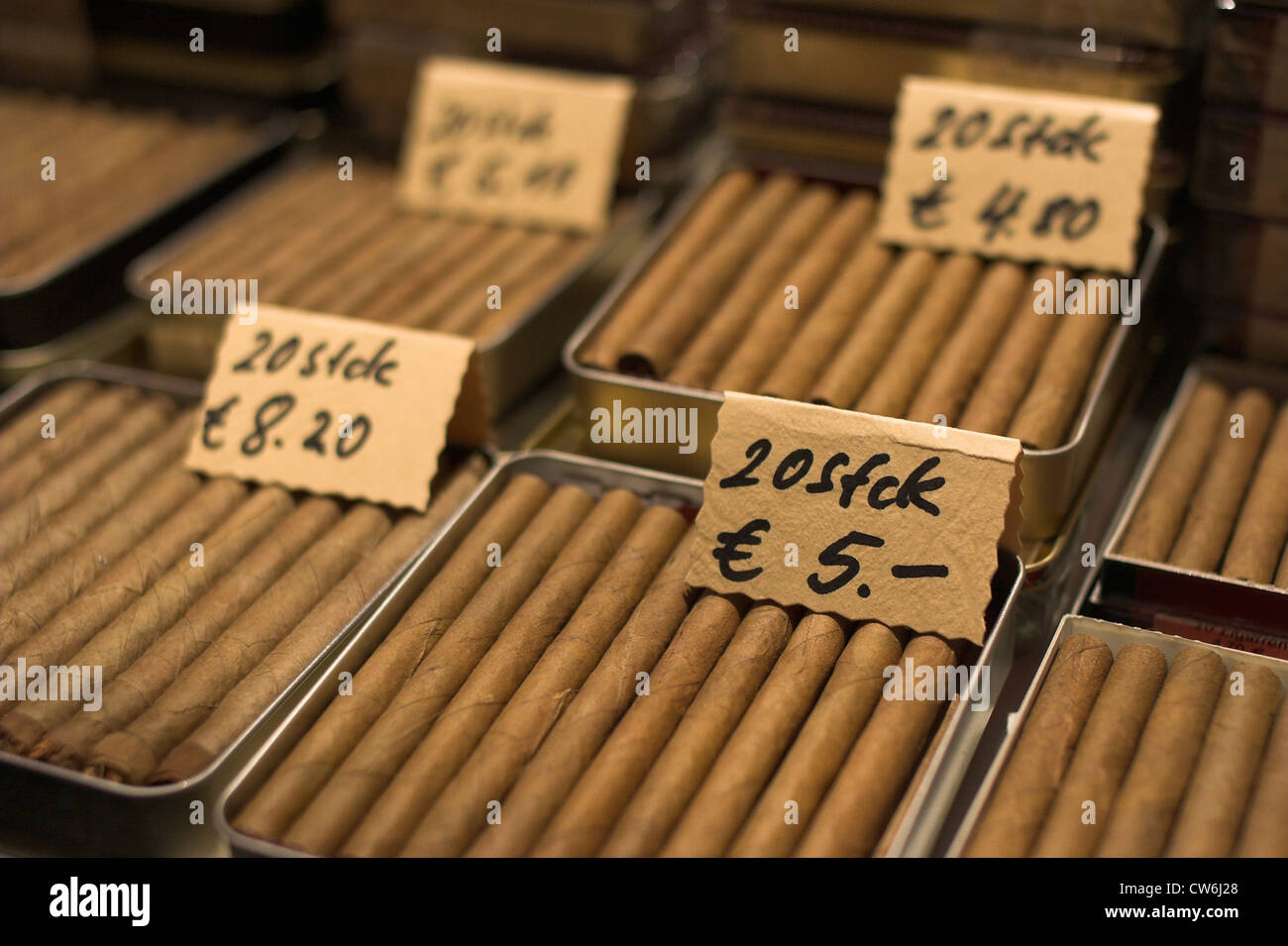 Berlin, cigarillos with price lists Stock Photo - Alamy