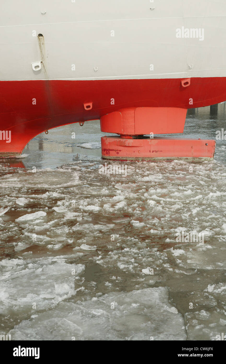 Hamburg, rudder blade in the ice-covered river Elbe Stock Photo - Alamy