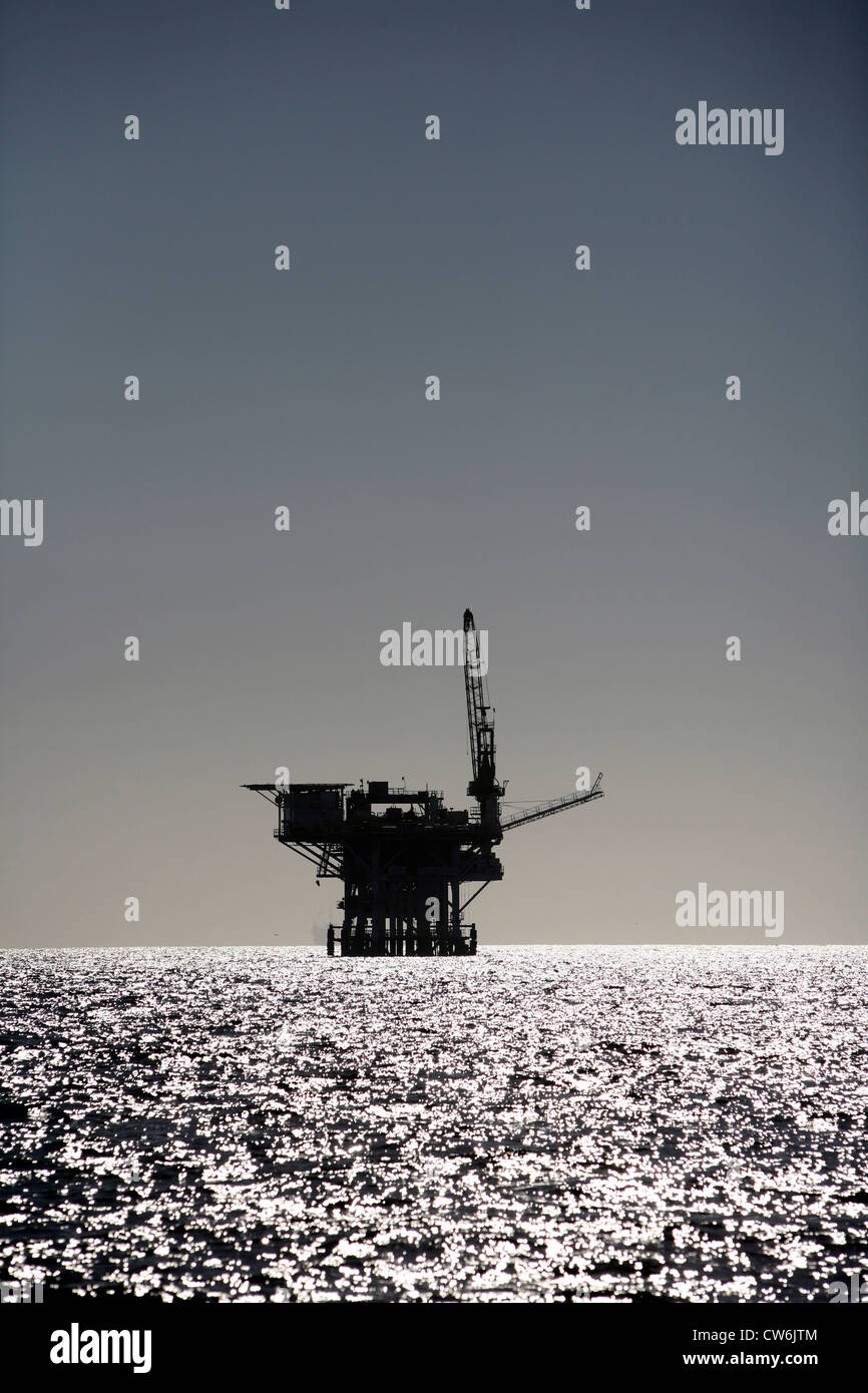 offshore oil rig at the californian coast, USA, California, Oxnard ...
