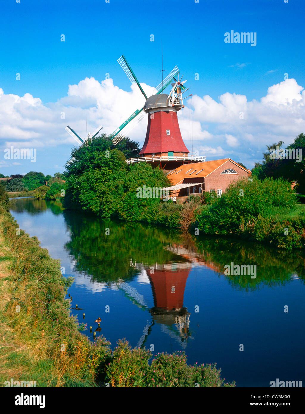 twin windmills of Greetsiel, Germany, Lower Saxony, Greetsiel Stock ...