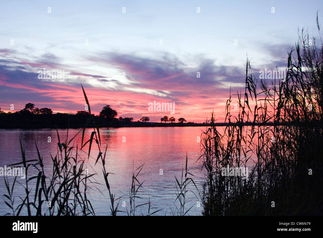 morning mood at the Kavango River, Namibia, Caprivi, Mahango Lodge ...