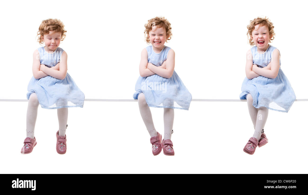 One girl, three face expressions. Stitched from three photos Stock ...