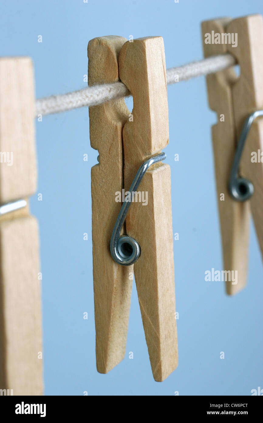 clothesline with pegs Stock Photo - Alamy