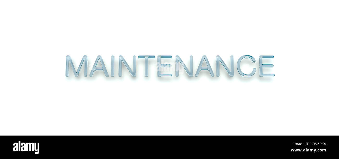 3D Key Word "MAINTENANCE" Glass Style Stock Photo - Alamy
