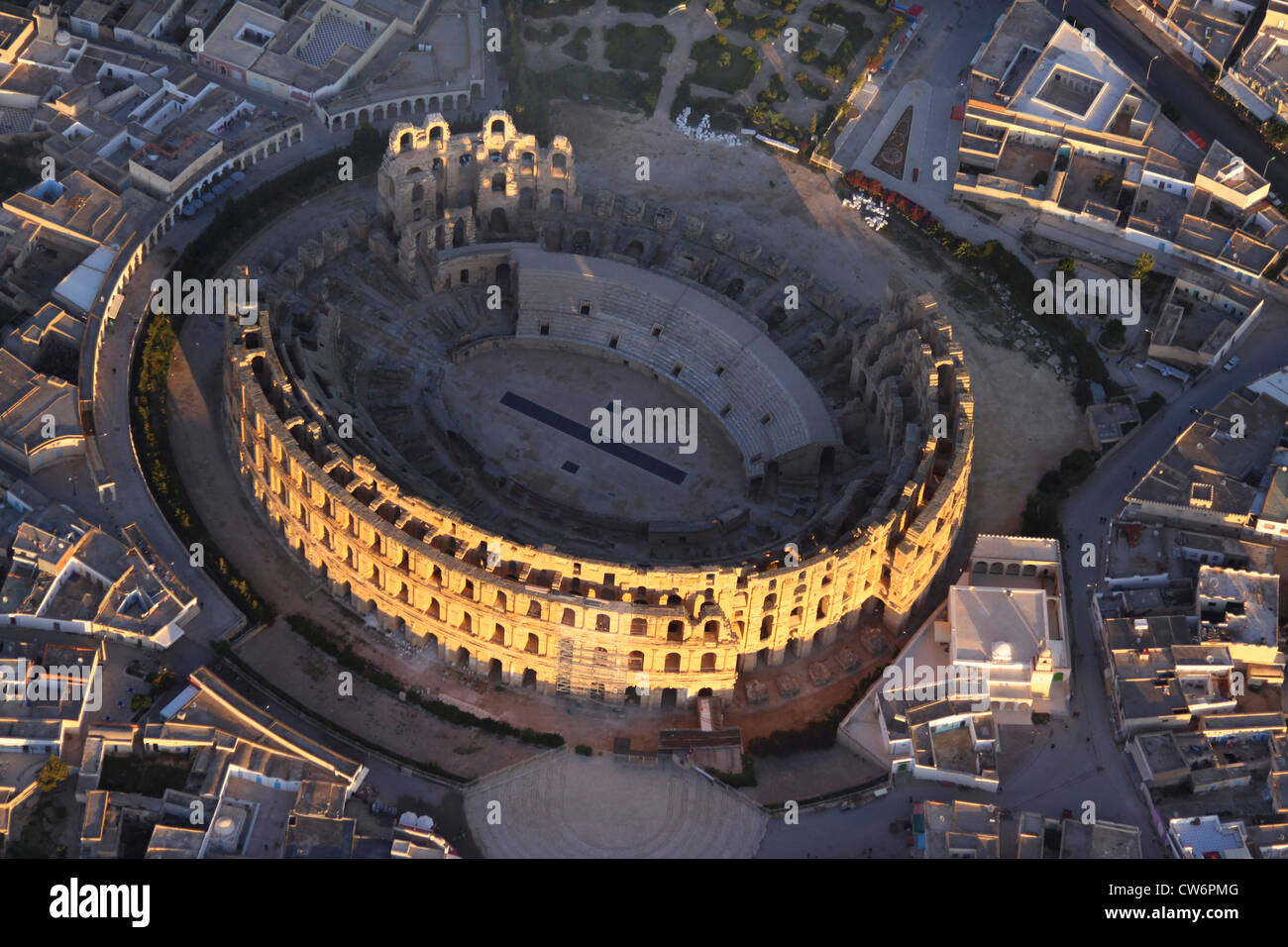 arial view from historical amphitheatre of El Jem, Tunisia, El Jem ...