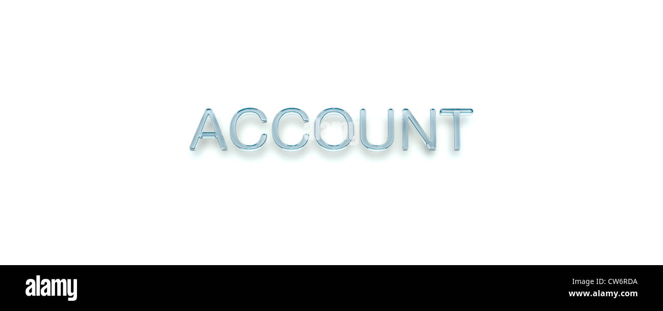3D Key Word "ACCOUNT" Glass Style Stock Photo - Alamy