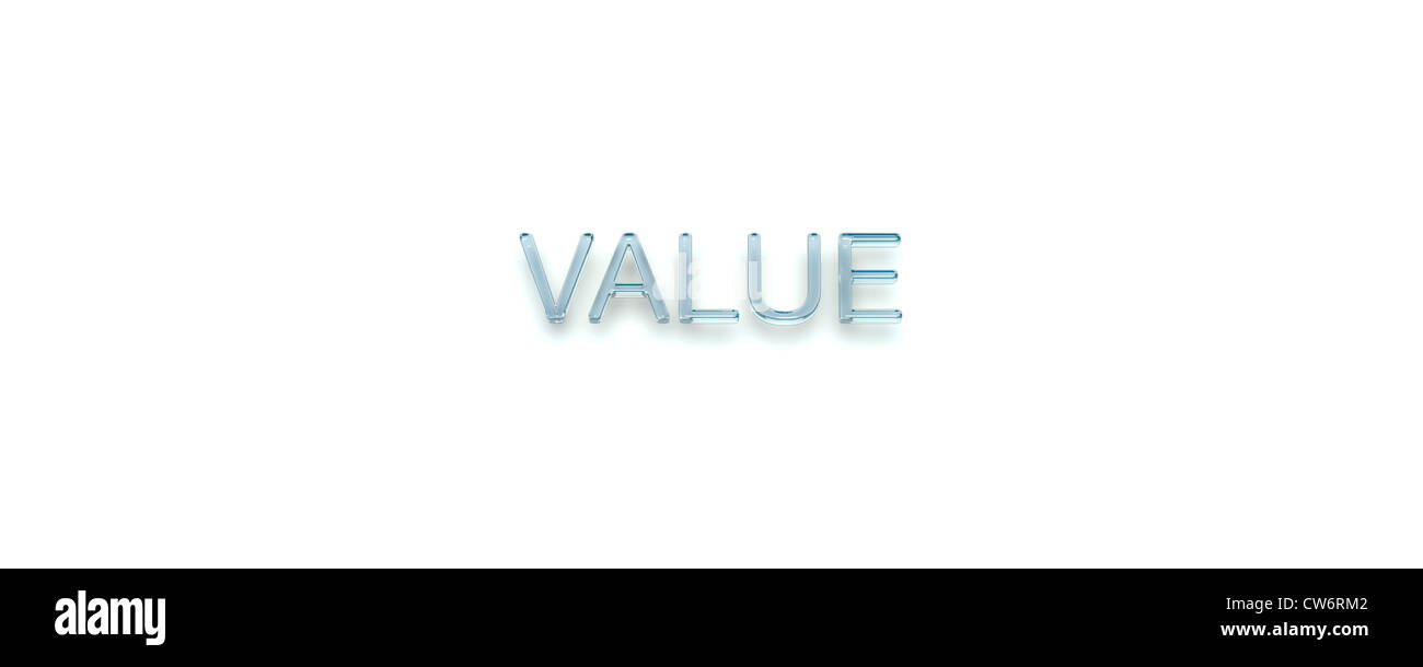 3D Key Word "VALUE" Glass Style Stock Photo - Alamy