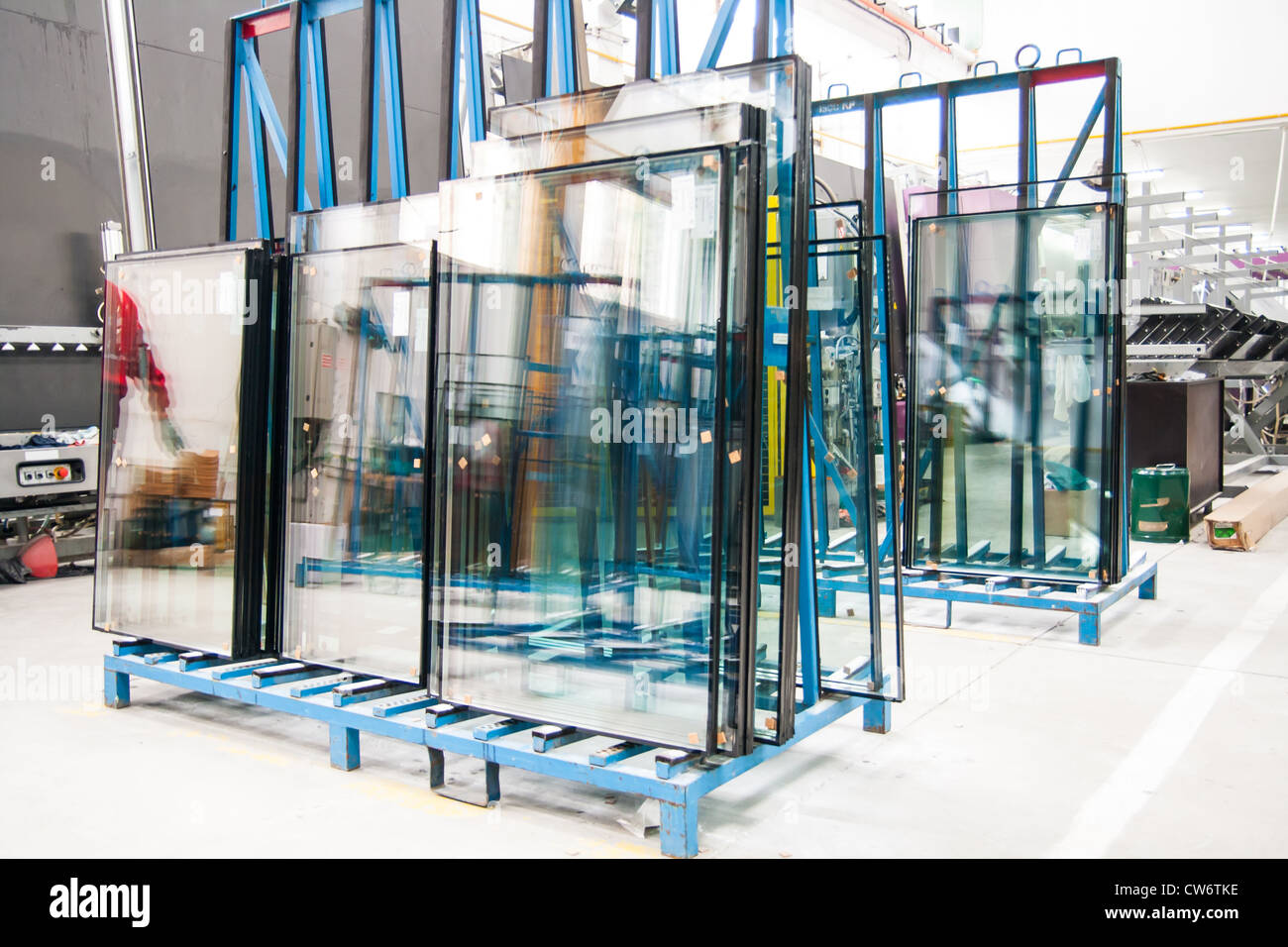 Interior of a glass window factory Stock Photo - Alamy