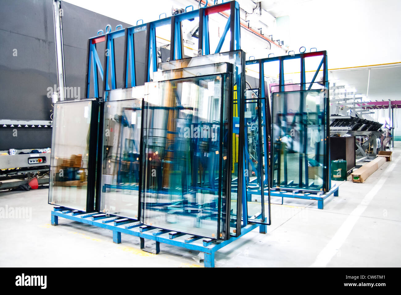 Interior of a glass window factory Stock Photo - Alamy