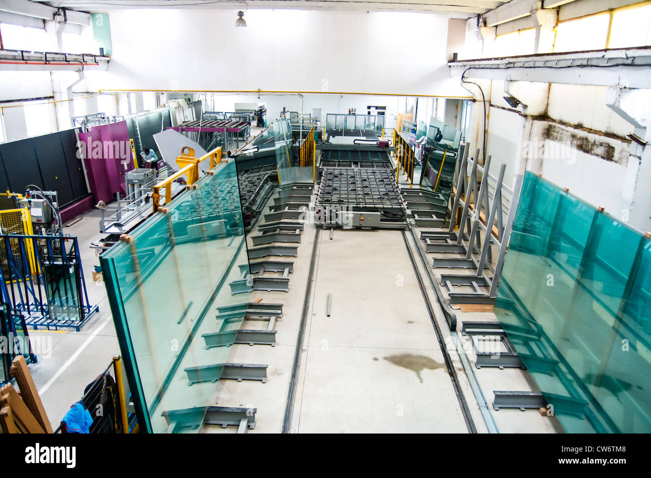 Interior of a glass window factory Stock Photo - Alamy