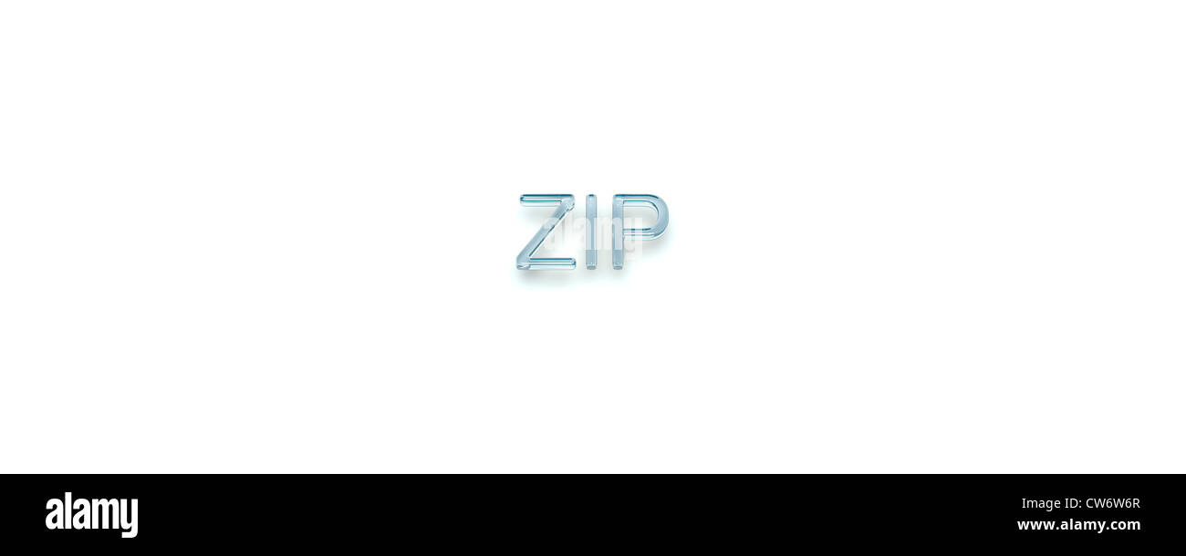 3D Key Word "ZIP" Glass Style Stock Photo - Alamy