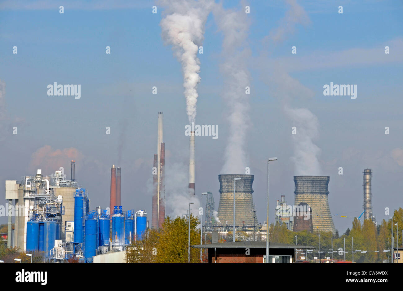vent stack and blower of the petroleum refinery in Wesseling, Germany ...