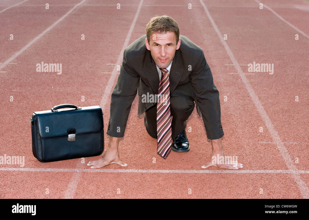 businessman at starting line Stock Photo - Alamy