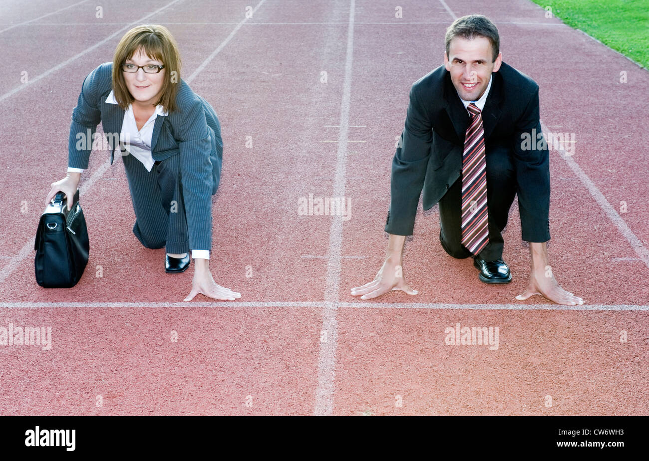 businesspeople at starting line Stock Photo - Alamy