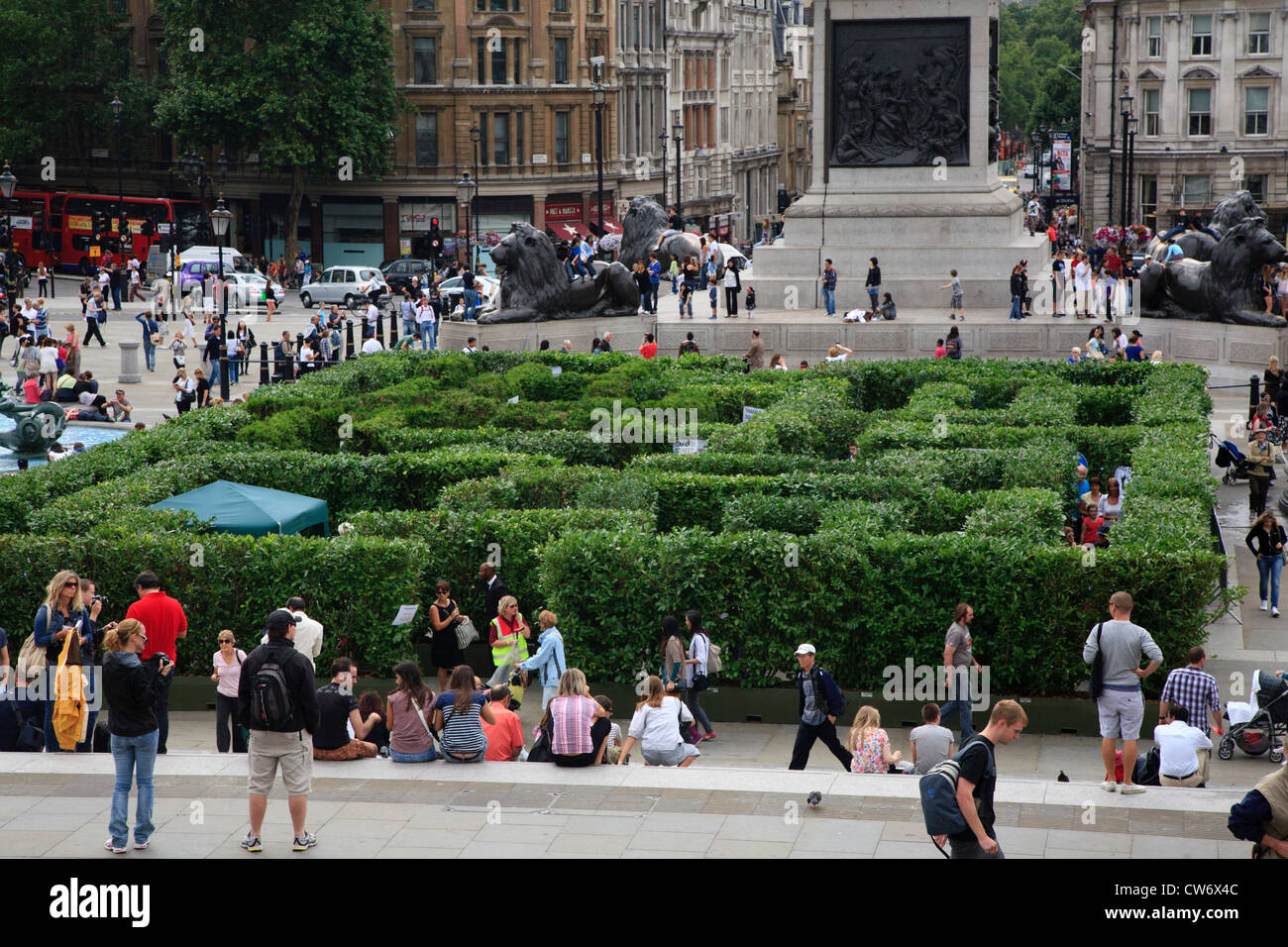 Temporary maze in Trafalgar Square August 2010 Stock Photo - Alamy