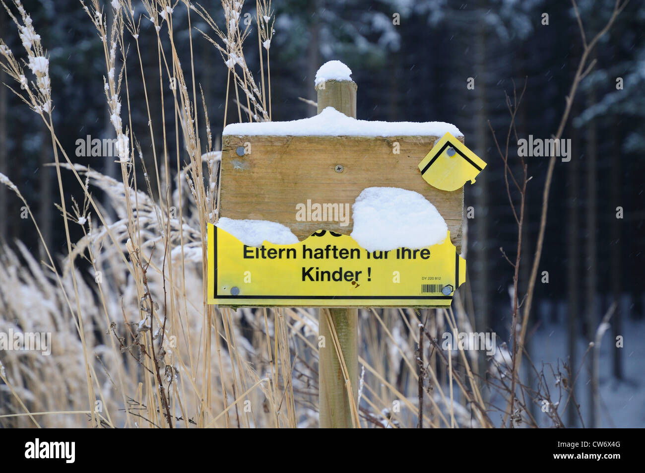 destroyed sign - parents are liable for their children Stock Photo - Alamy