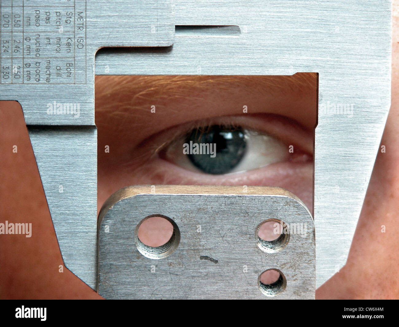 apprentice working with sliding calliper Stock Photo - Alamy