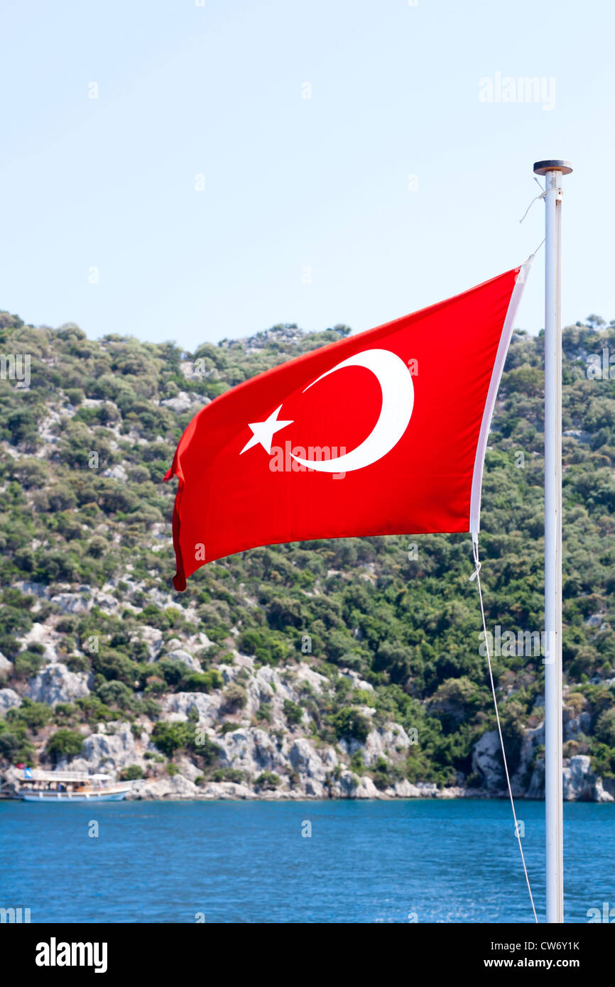 Turkish flag on the boat Stock Photo - Alamy