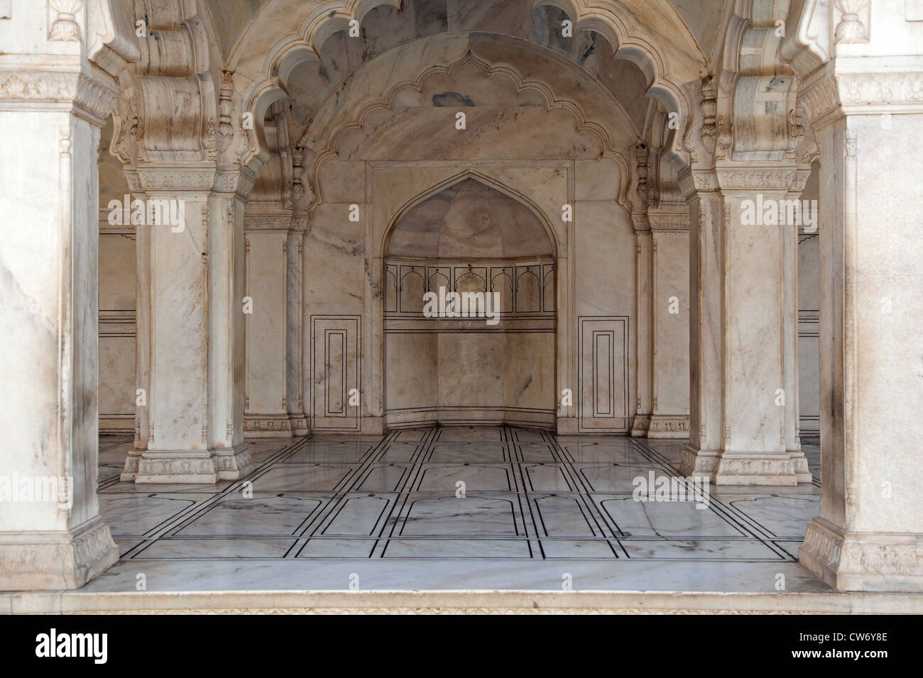 Interior in marble of the Agra Fort / Red Fort in Agra, Uttar Pradesh ...