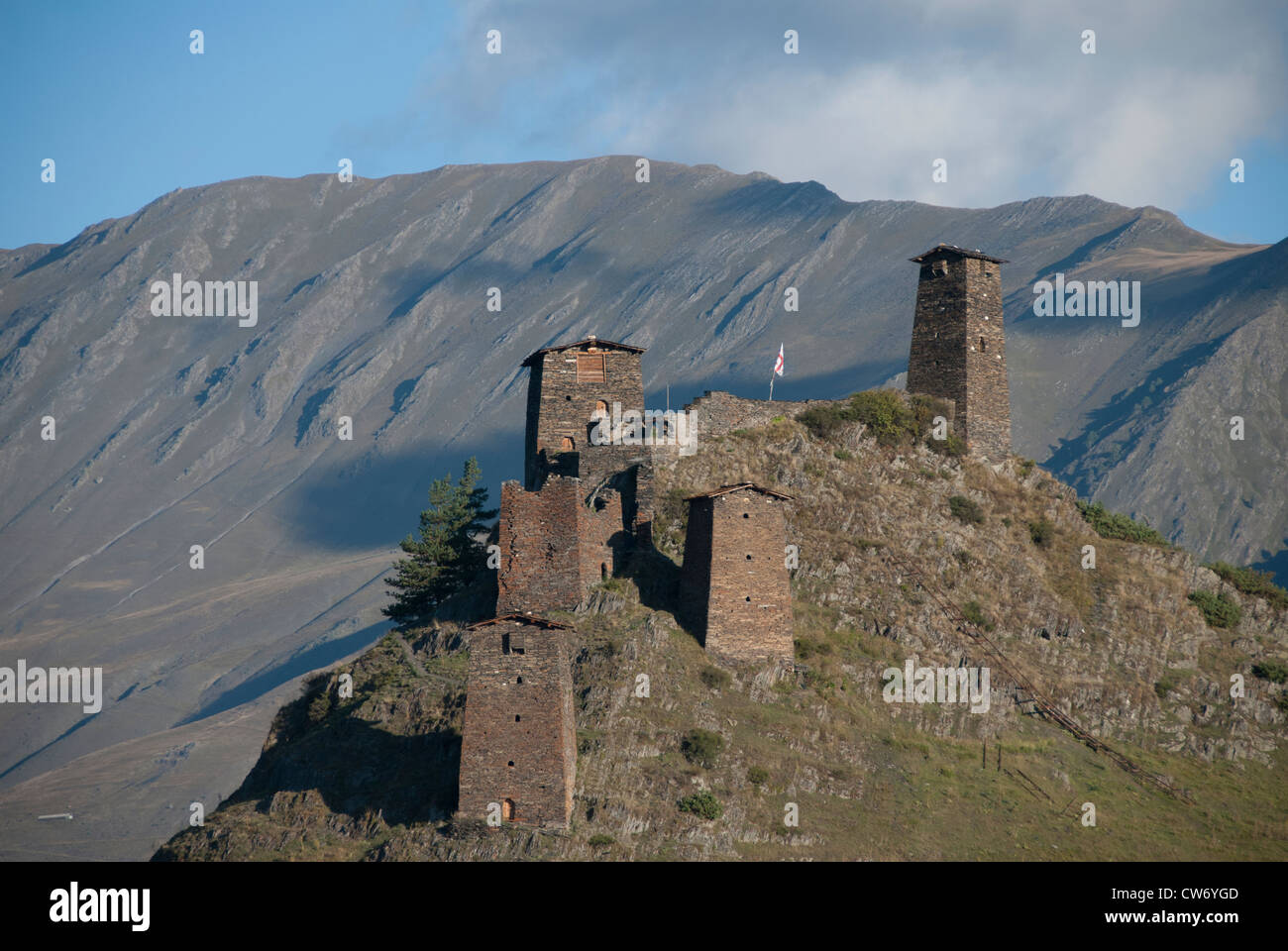 View of Tushetian combat towers, Omalo, Georgia Stock Photo - Alamy