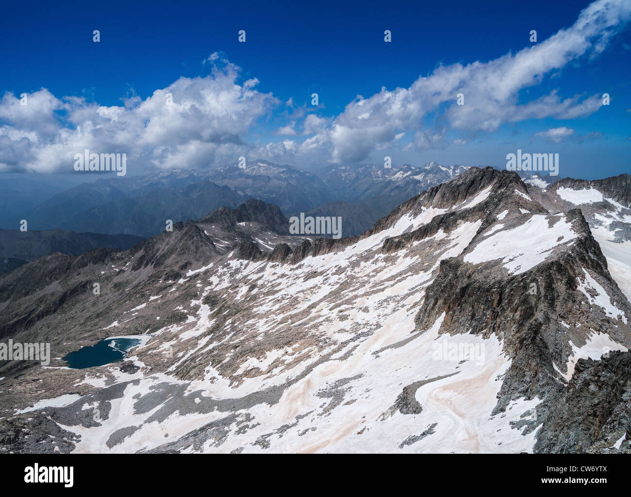 Panoramic view of Pyrenees view from Pico de Aneto, highest point of ...