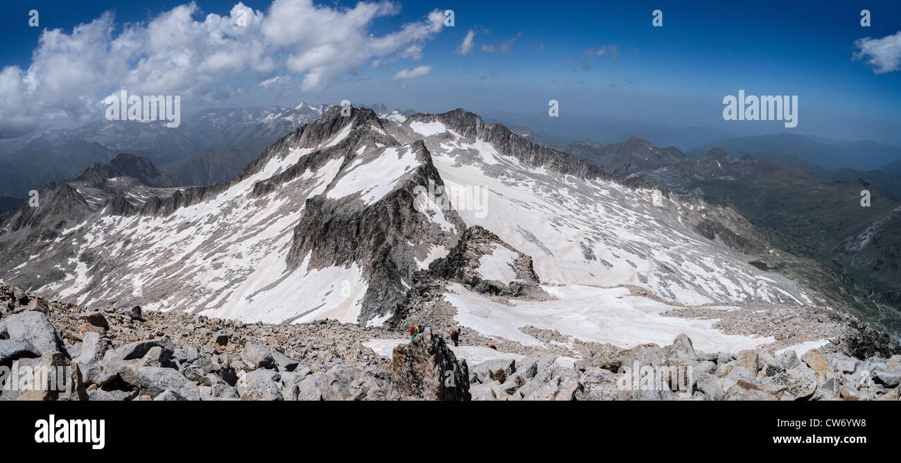 Panorama of Pyrenees view from Pico de Aneto, highest point of the ...
