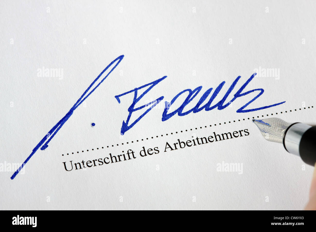 Signature of an employee under his new employment contract Stock Photo ...