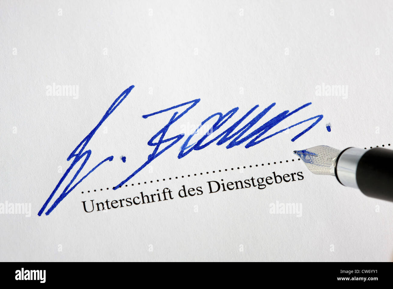 The signature is affixed below a service contract Stock Photo - Alamy