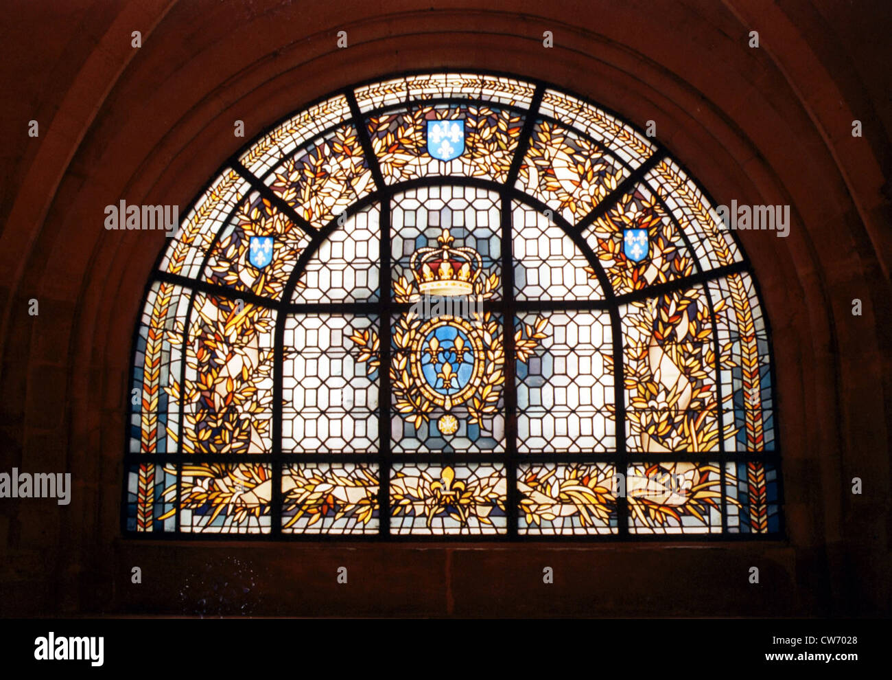 Stained glass (crypt of the basilica of Saint-Denis Stock Photo - Alamy