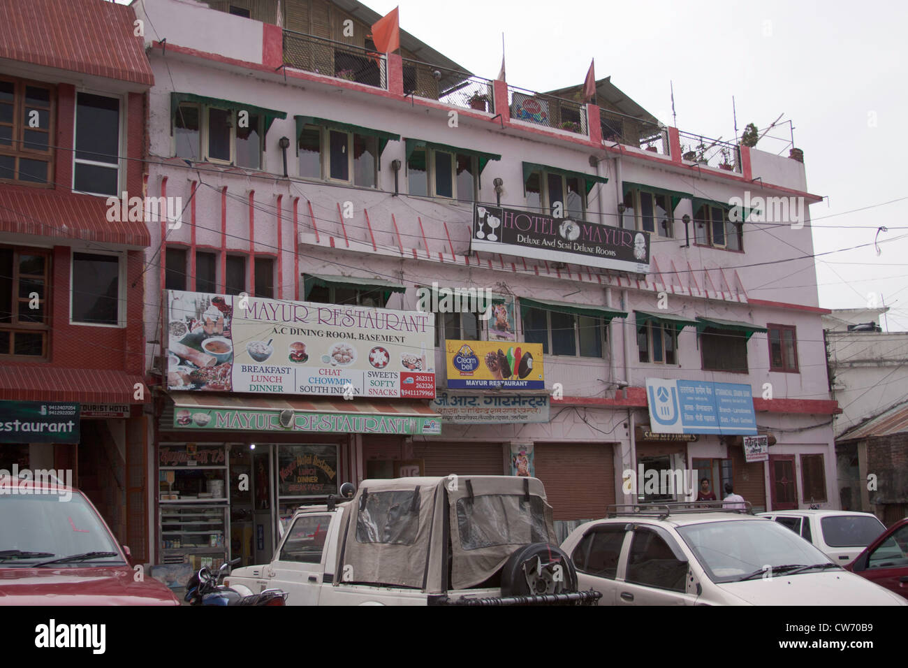 Mayur restaurant in the market in Lansdowne in North India with Stock ...